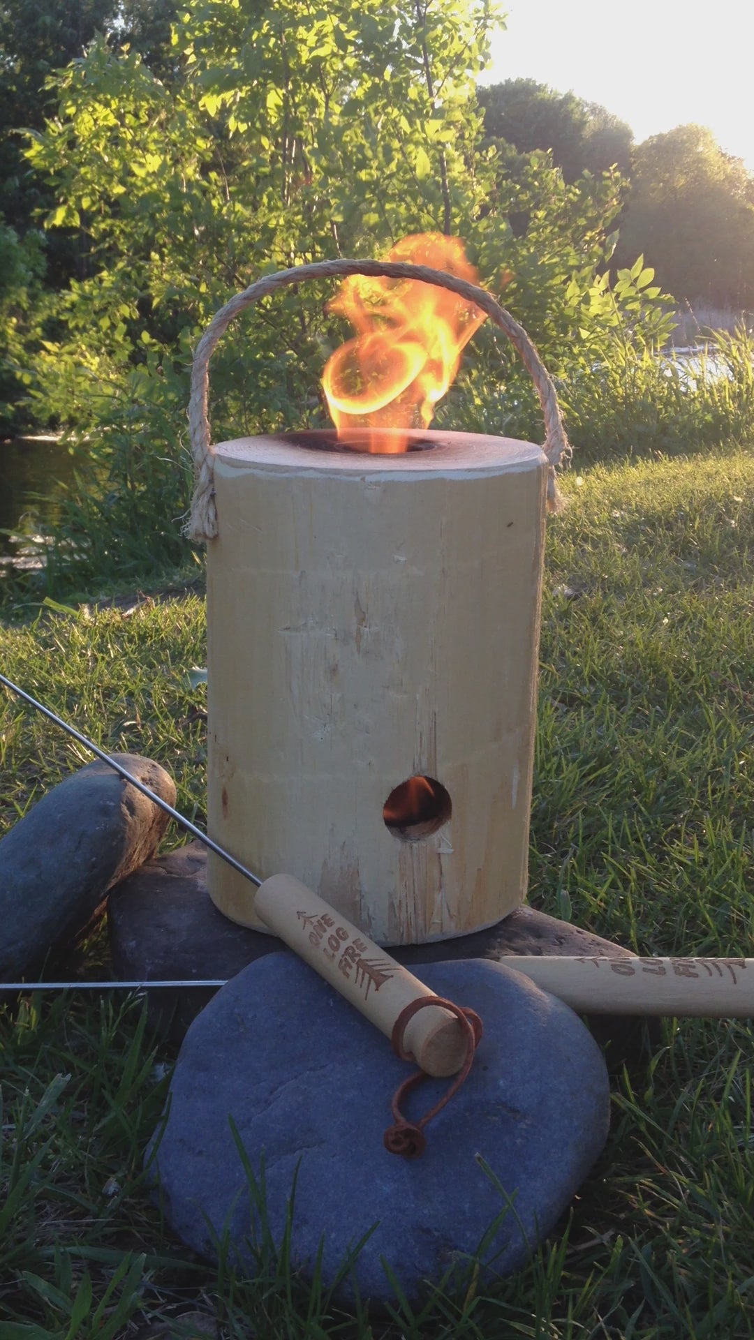 The Original One Log Campfire | Rocket Stove | Swedish Fire Torch ...