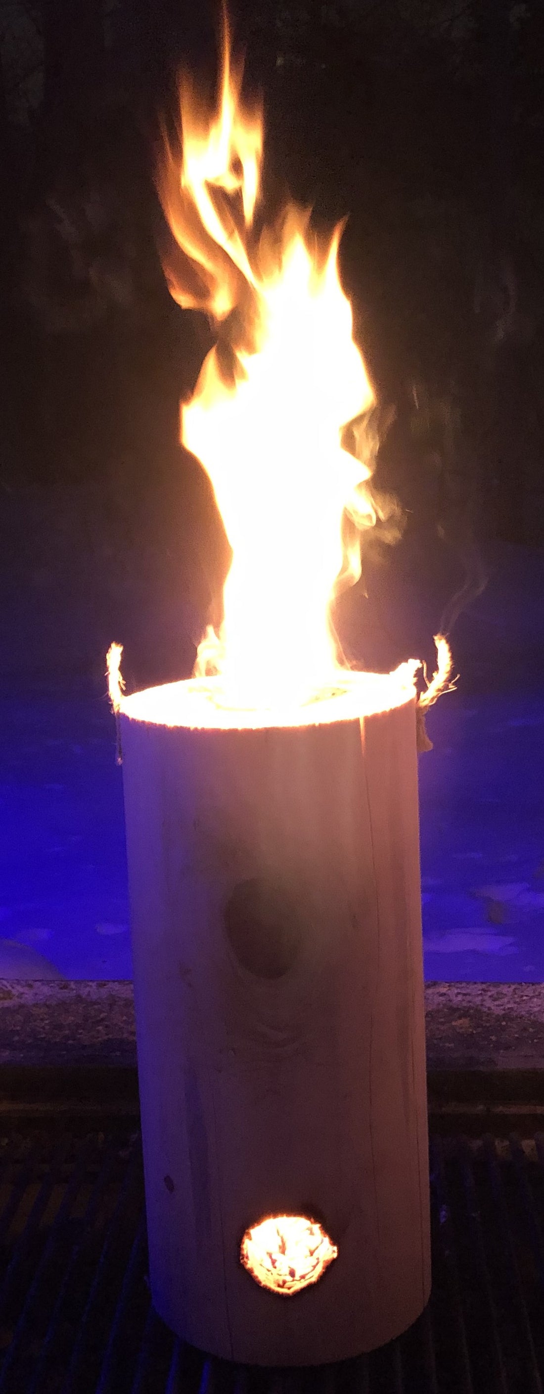 One Big Campfire Log | Swedish Fire | Firewood | Camper | Rocket Stove ...